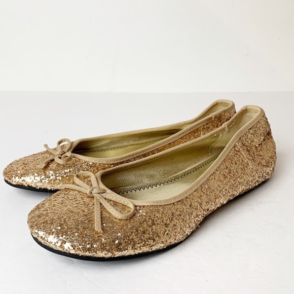 BONGO | Shoes | Bongo Gold Bow Glitter Flats Sz 8 | Poshmark